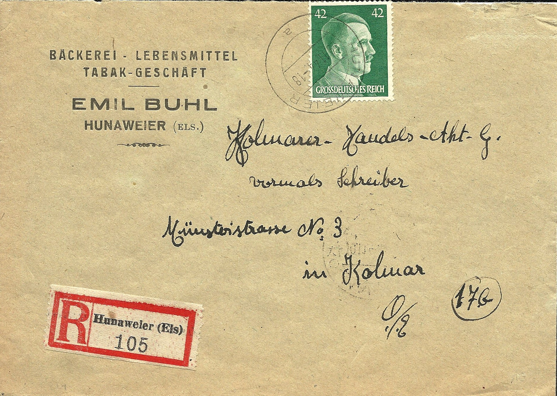 42 Pf Hitler auf Einschreiben im Elsaß | philatelie-digital.de